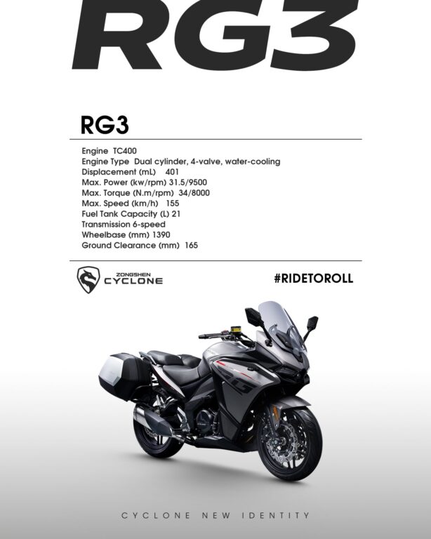 Zongshen Cyclone RG3 (2021) - Sport Touring 400cc dengan Gaya Abang Besar
